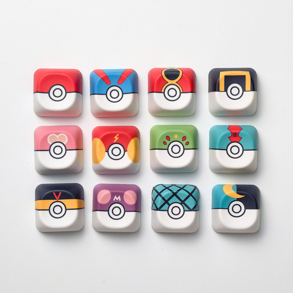 Poké Ball Keycaps 12 คีย์ MOA โปรไฟล์ PBT Dye Sublimation Creative ...
