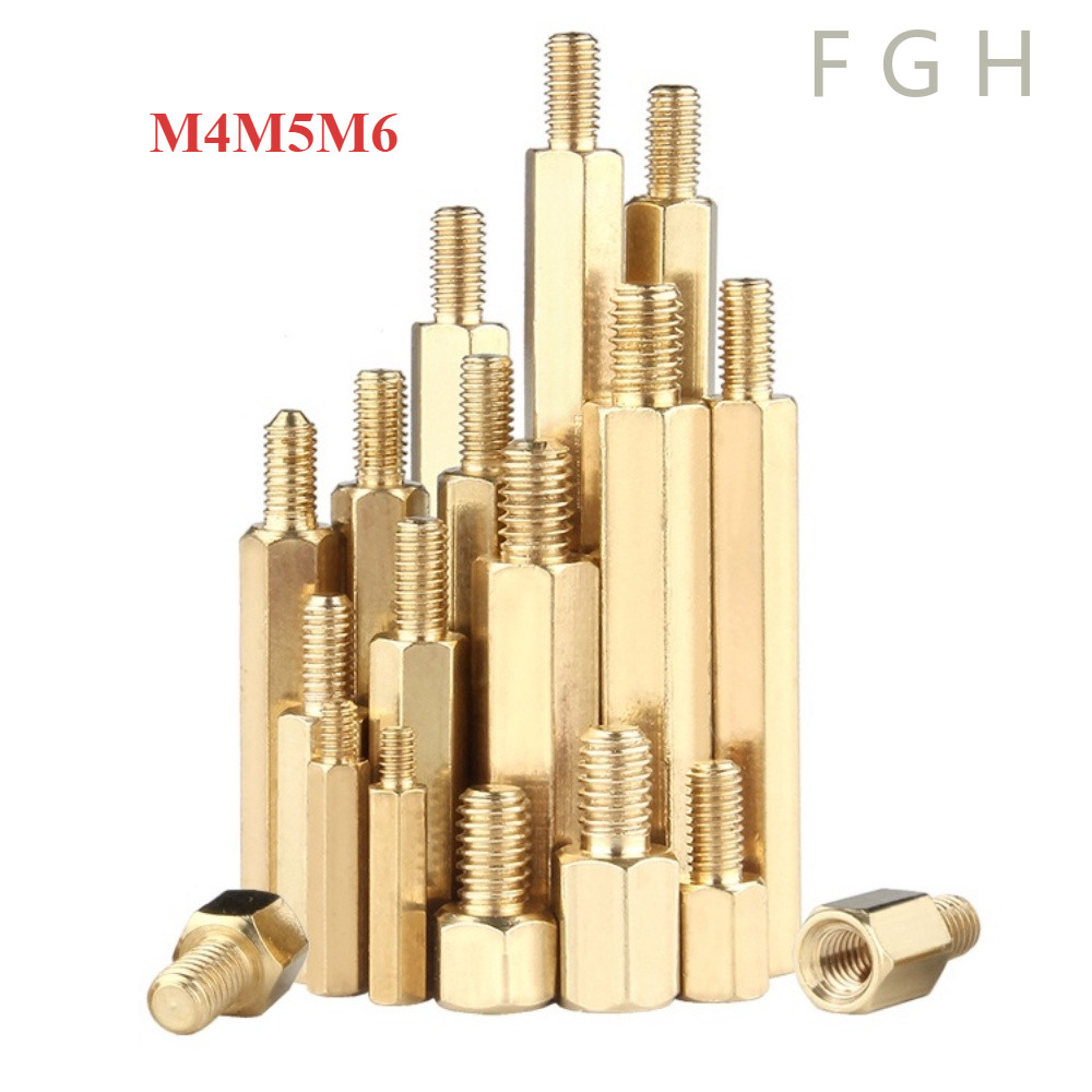 [FGJC-1-y] M4 M5 M6ทองแดง เสา น็อตสกรู 6 เหลี่ยม Nut Screw ตัวผู้-ตัว ...