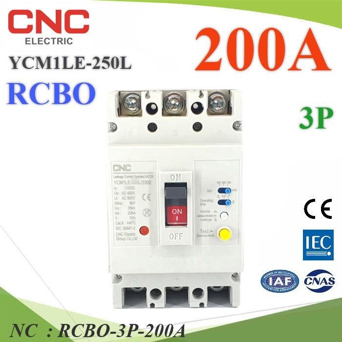 NC 200A 3P RCBO เบรกเกอร์กันดูด MCCB AC 3เฟส Residual Current RCBO-3P-200A | Shopee Thailand
