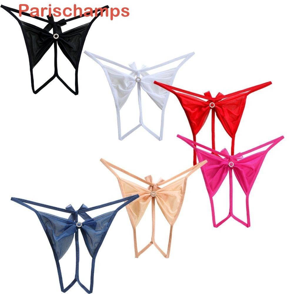 Parischamps Thongs, Bow Mesh Open Back Pants, Cute String Low Waist ...