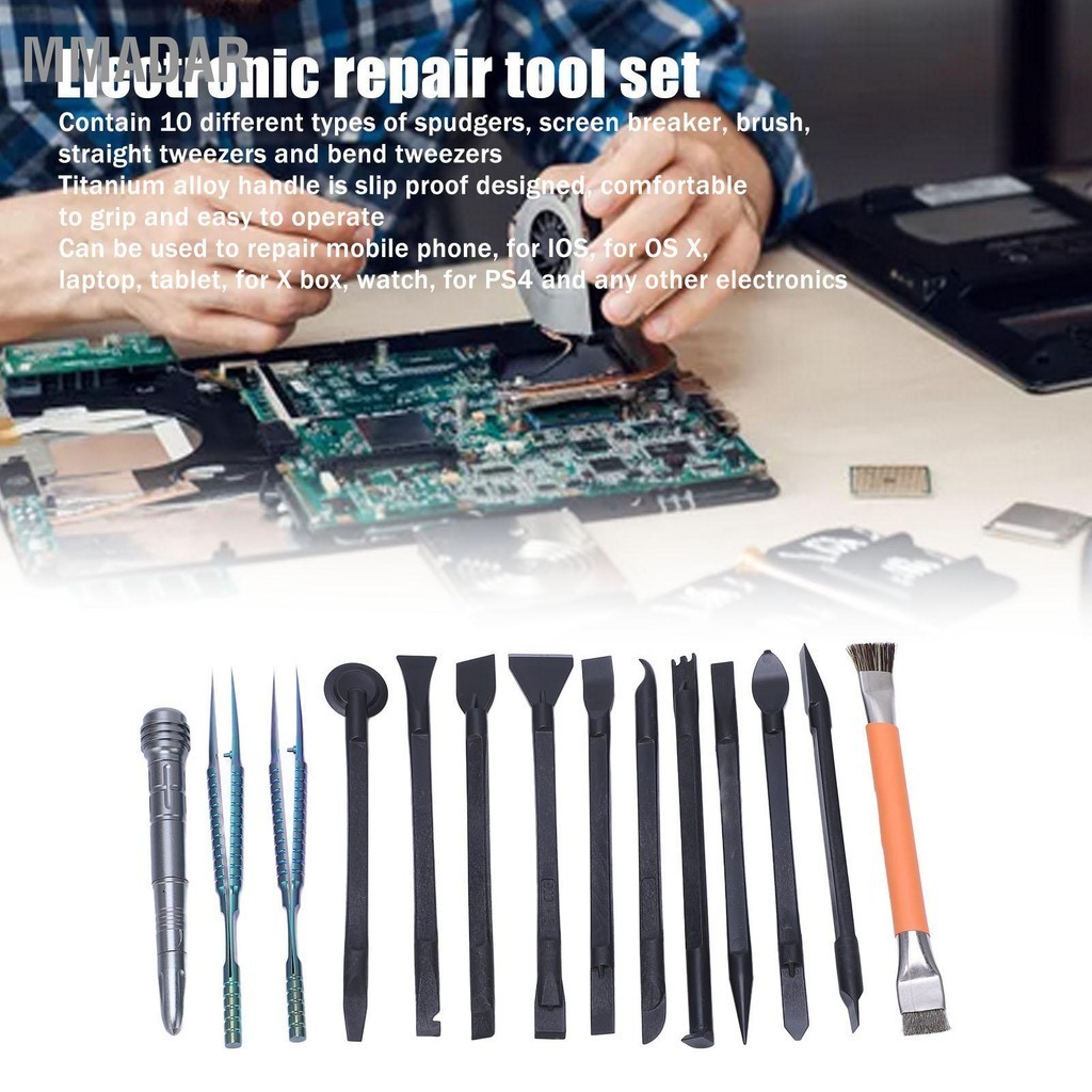 MMADAR 14 Pcs Electronics Repair ชุดเครื่องมือ Spudger Screen Breaker ...