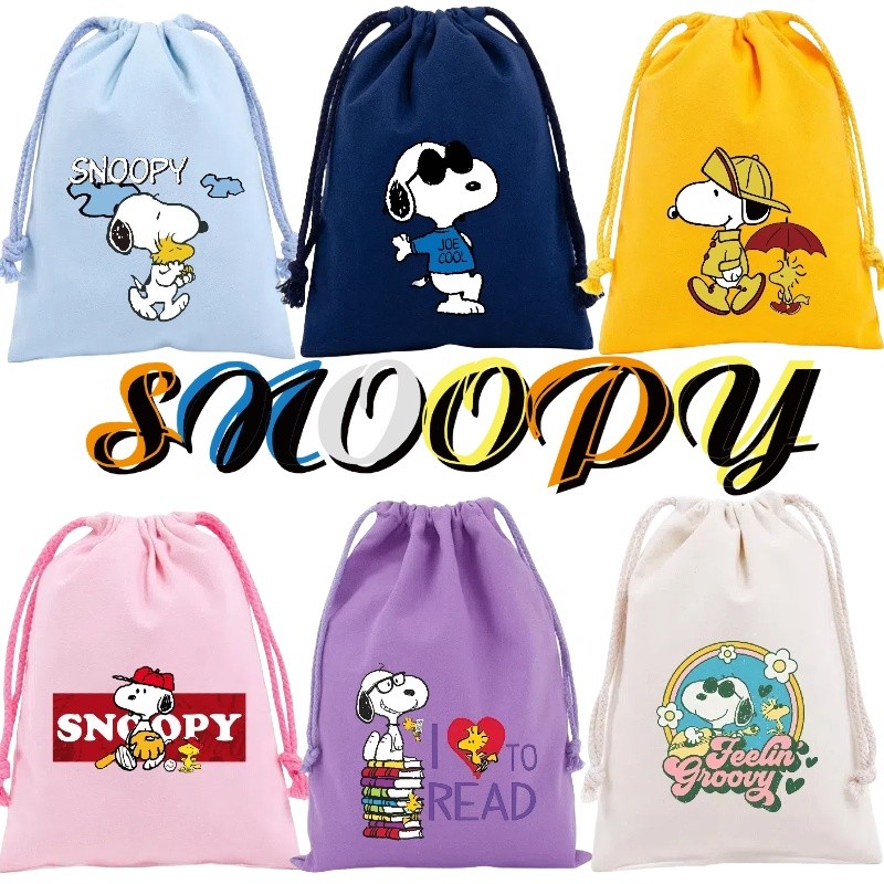 Snoopy Series Bundle Pocket การ์ตูนน่ารักพิมพ์ลาย Drawstring Bag ถุง ...