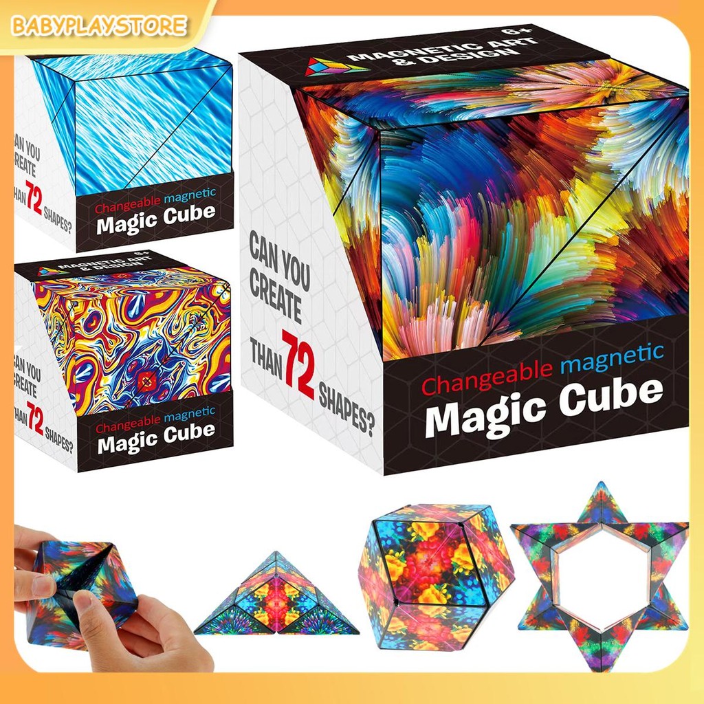 รูปร่างกล่องเปลี่ยนความเครียดและความวิตกกังวลบรรเทา Magic Flips Cube Stay Calm มือถือแม่เหล็ก ...