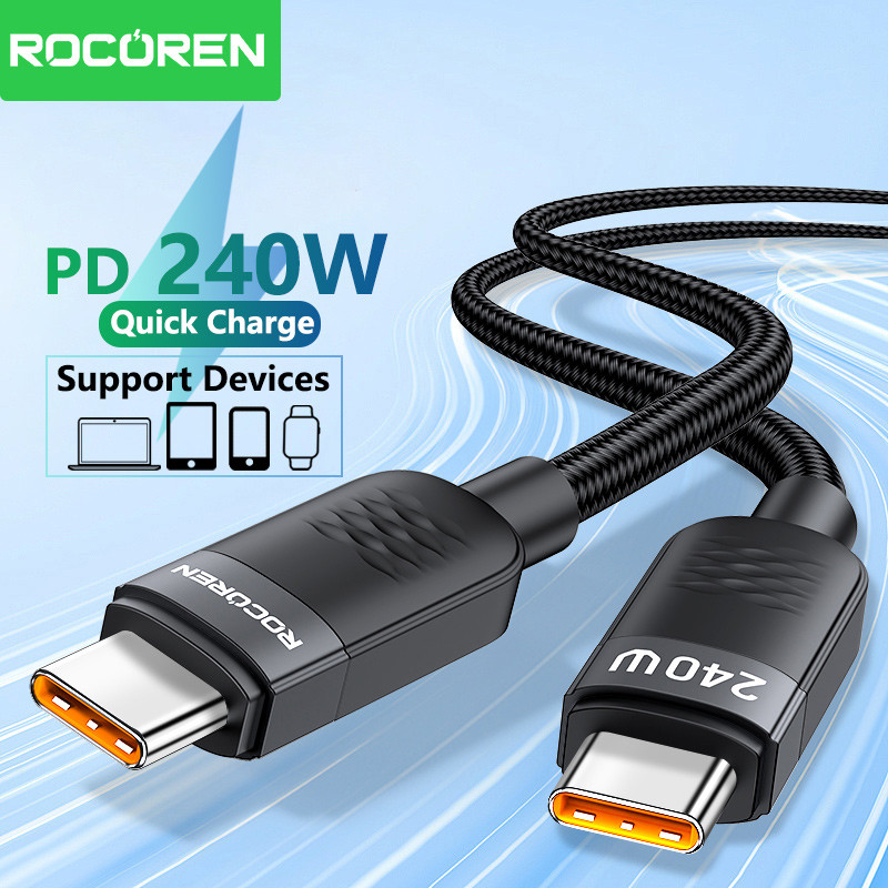 Rocoren สาย USB C ถึง USB C 240W PD 3.1 สายชาร์จเร็วประเภท C 48V 5A ...