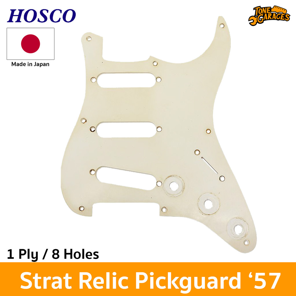 Hosco '57 Relic Vintage White Strat Pickguard 1 Ply 8 Hole ปิ๊กการ์ด ทำเก่า ปี '57 Made in Japan ...