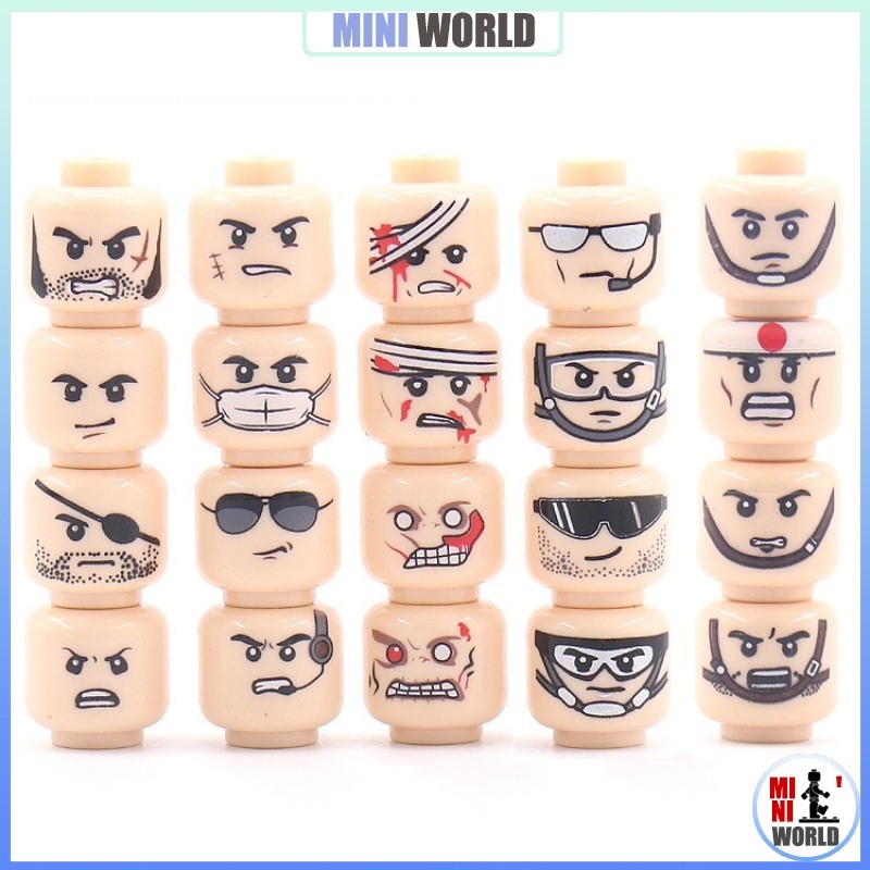 Moc อุปกรณ์เสริมของ Minifigures Different Expressions Injured Face ...