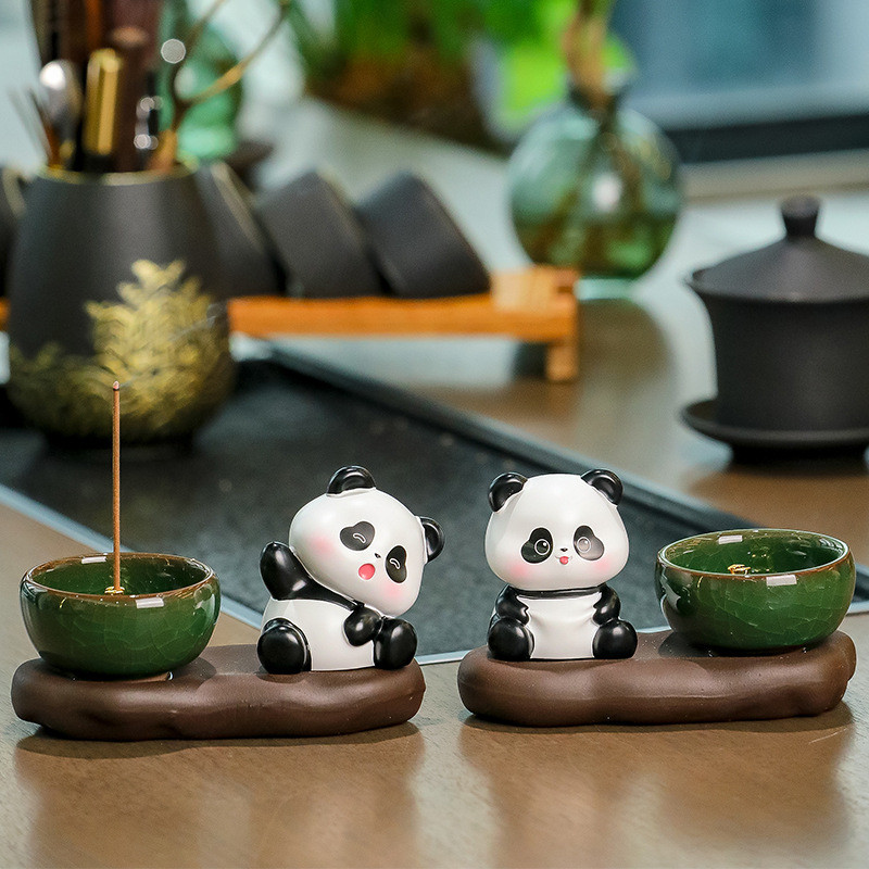 การ์ตูนแพนด้าธูปติดตกแต่งโต๊ะด้ายธูปใหม่สไตล์จีนกระถางธูปตกแต่ง ...