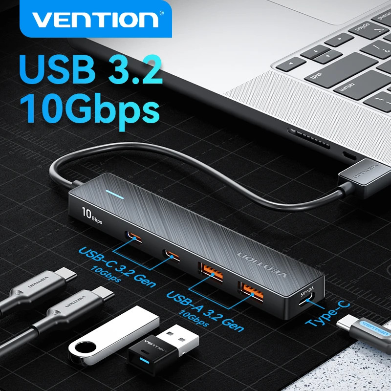 Vention USB HUB 10Gbps USB-A 3.2 Gen2 USB Splitter USB C USB A Hub 4 ...