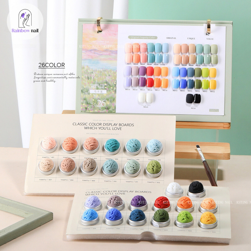 Yantu 26 สี Macaroo ชุดยาทาเล็บโซลิดสเตท ฟรีการ์ดเปล่า+ชิ้นเล็บเปล่า ...