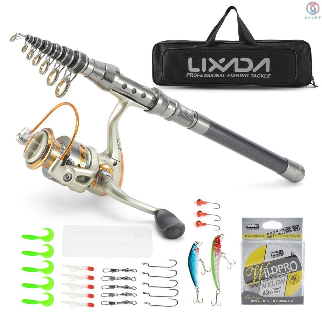LIXADA 【⚽Sportstarlxada Telescopic Fishing Rod และ Reel Combo Full Kit ...