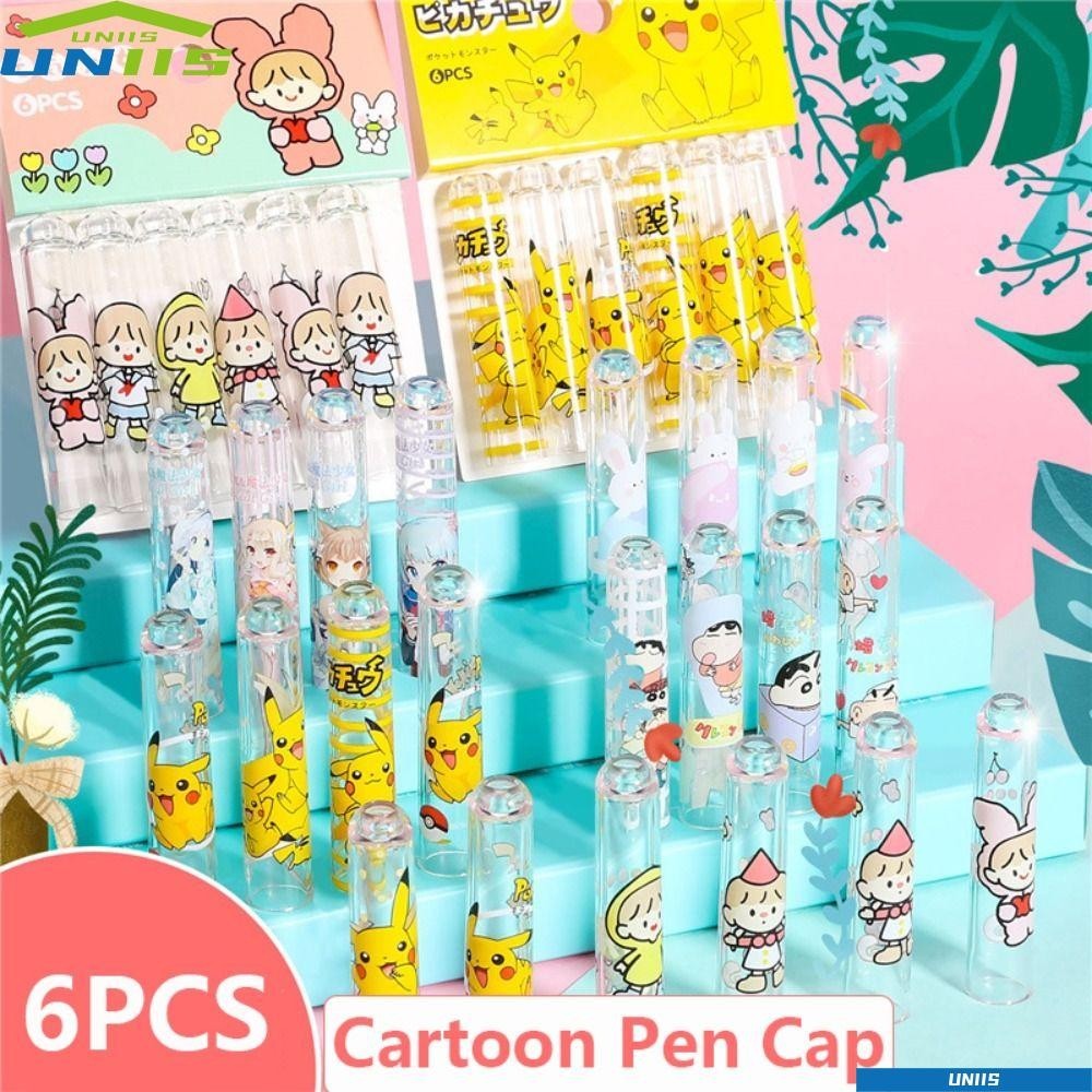 Uniis 6 ชิ้น/เซ็ตดินสอ Nib ฝาครอบป้องกัน, การ์ตูน Kuromi/Melody/Cinnamoroll ดินสอหมวก, ความคิด ...