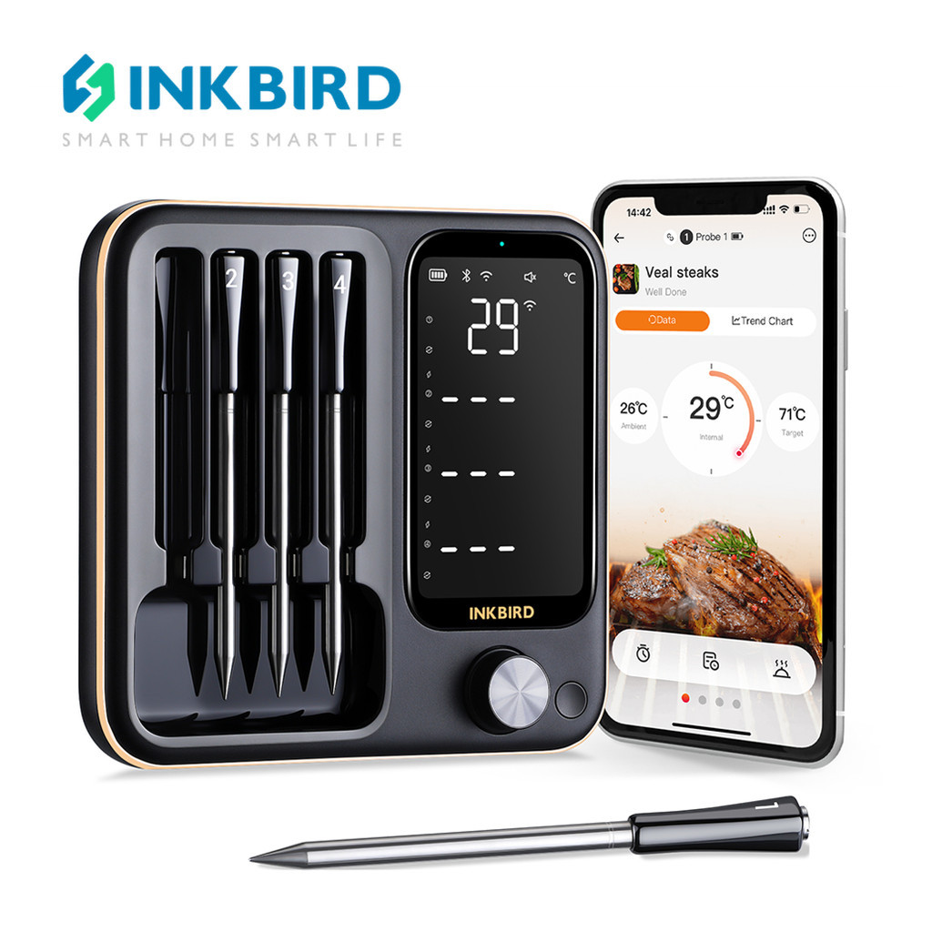 Inkbird INT-14-BW 4-Probe ไร้สายอาหารเครื่องวัดอุณหภูมิสามโหมด WiFi ...