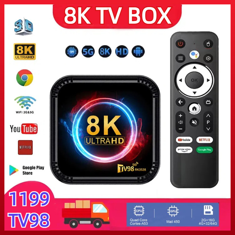 Android TV Box 13.0 8K/HD RK3528 128GB 2.4G 5G WIFI 6 รองรับ YouTube ...