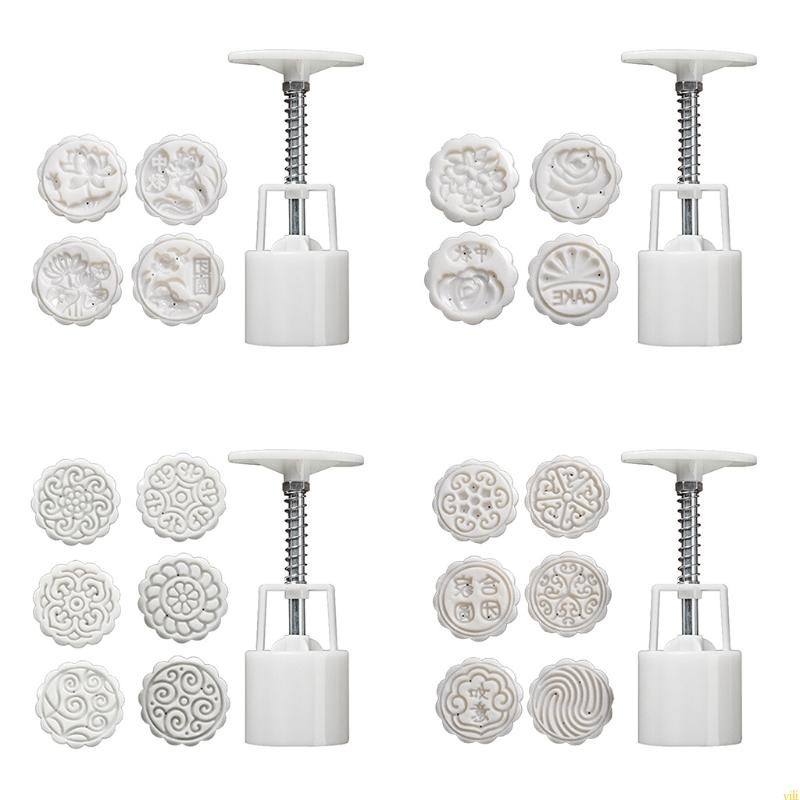 Yili 50 75g Mooncake แม่พิมพ์ 4 6 แสตมป์เครื่องตัดคุกกี้มือกดถั่วเขียวเค้ก Pastry Mould DIY ...