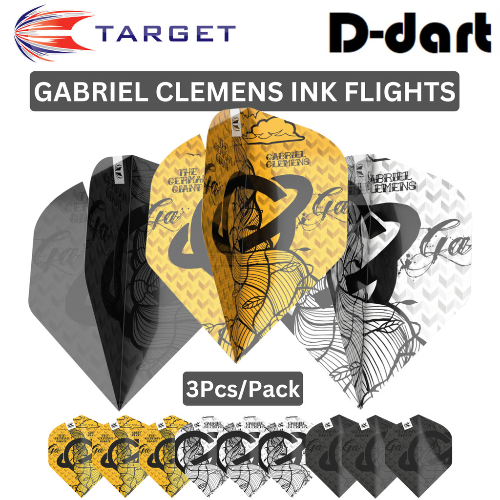TARGET DARTS FLIGHT- 3 ชิ้น/แพ็คGABRIEL CLEMENS INK MIXED/YELLOW/BLACK ...