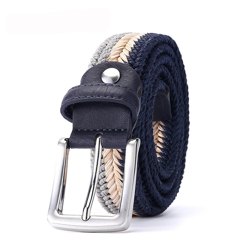 [พิเศษแบนแบน] Pin Buckle Braided Mens Golf Belt Wax Rope Straw Mix Belt ...