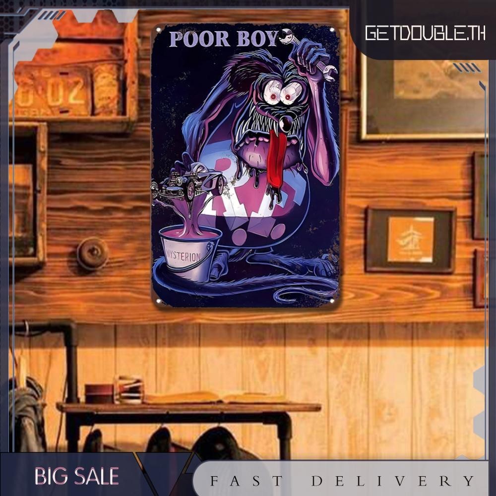 [Getdouble.th] Vintage Metal Plate Rat Fink การ์ตูนภาพวาดเหล็ก ...