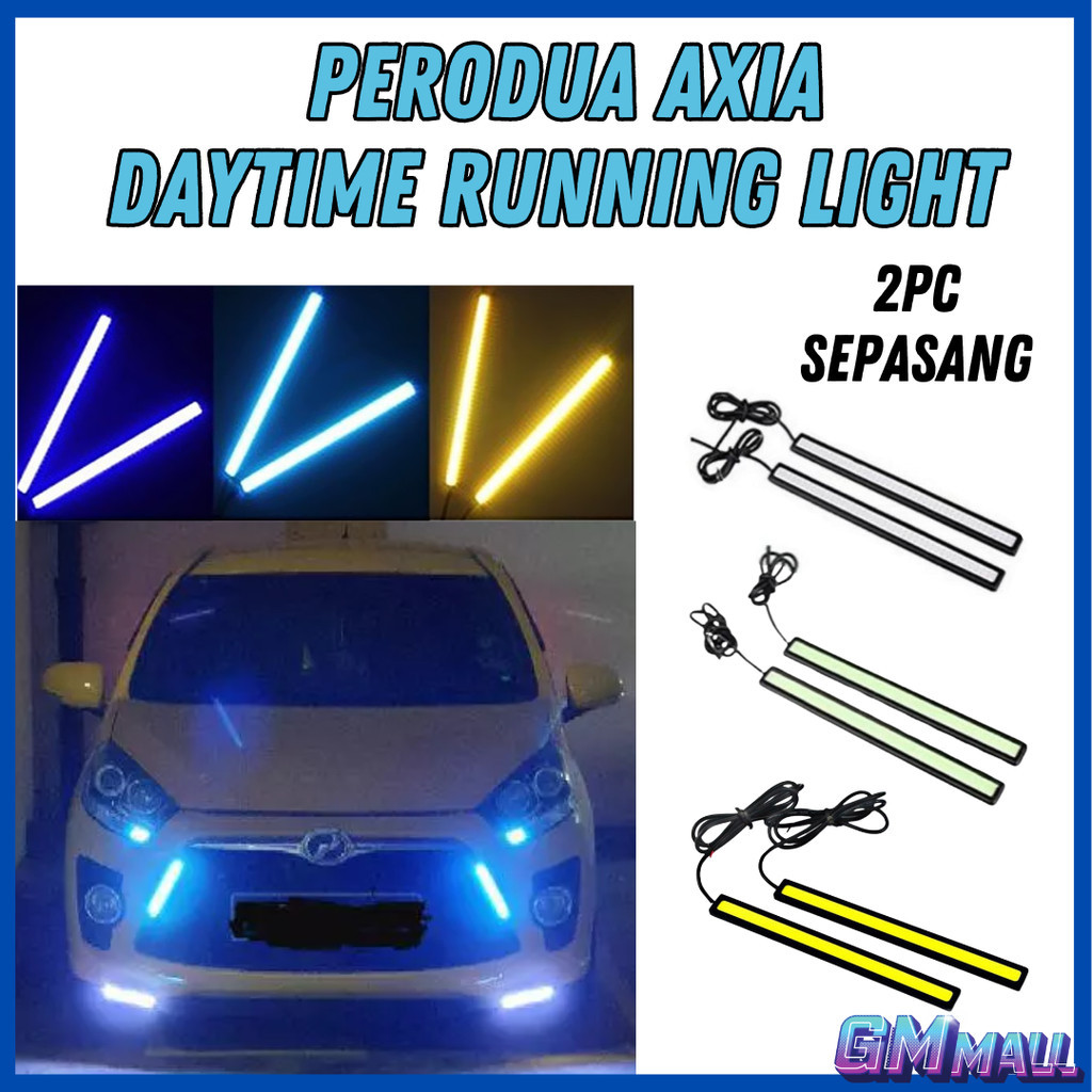 2 PCs PERODUA axia รถ DAYLIGHT DRL COB LED Spotlight Strip Lampu DRL ...