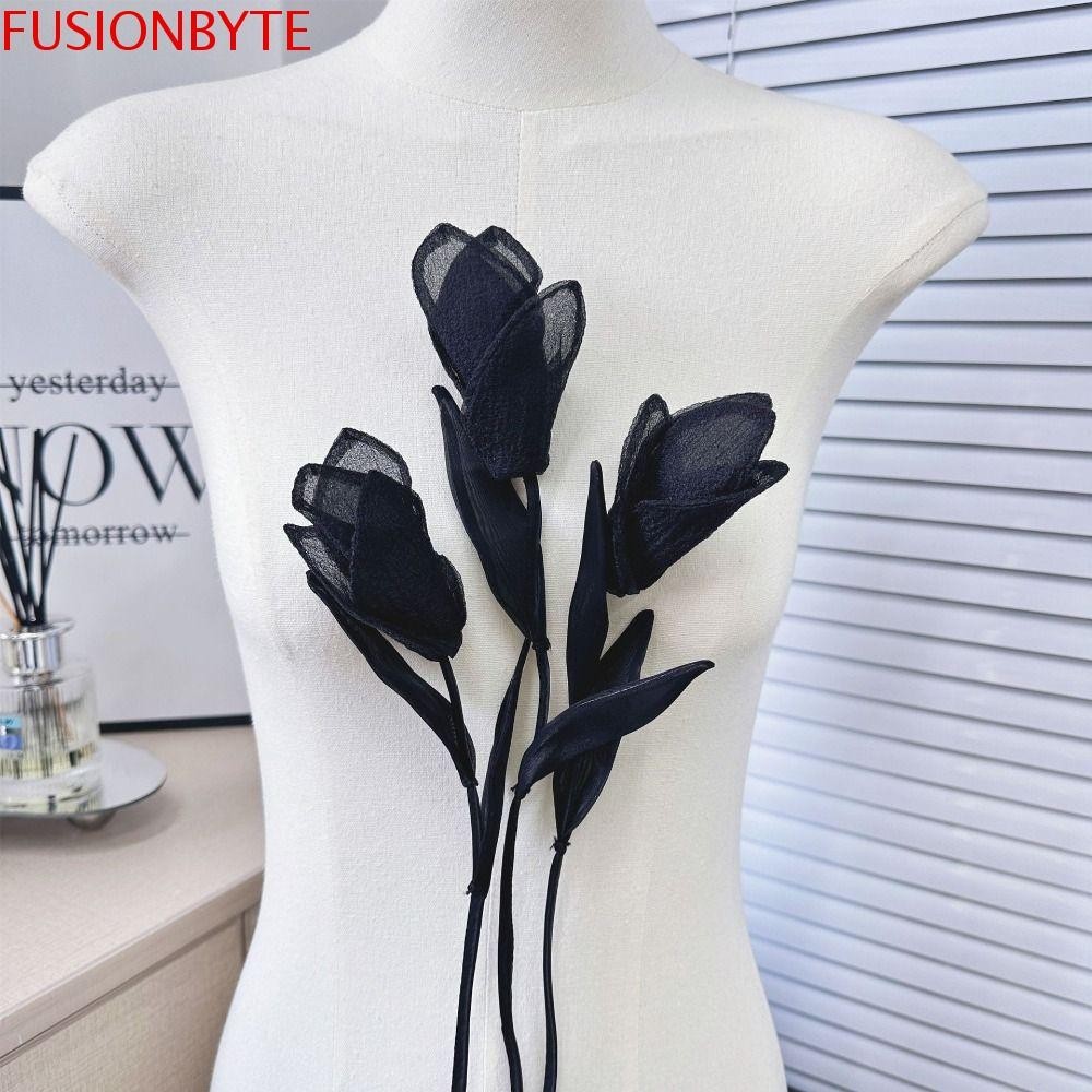 Fusionbyte 2 ชิ้น Magnolia ดอกไม้ Appliques, 3D Handmade เสื้อผ้าแพทช์, DIY ชุดตกแต่งลูกไม้ผ้าสี ...