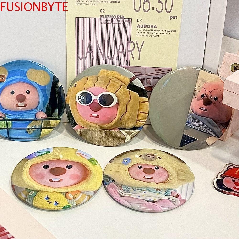 Fusionbyte กระจกแต่งหน้า, กระจกกลมเล็กน่ารักขนาดเล็ก, การ์ตูนสร้างสรรค์แบบพกพา Ins กระจกด้าน ...