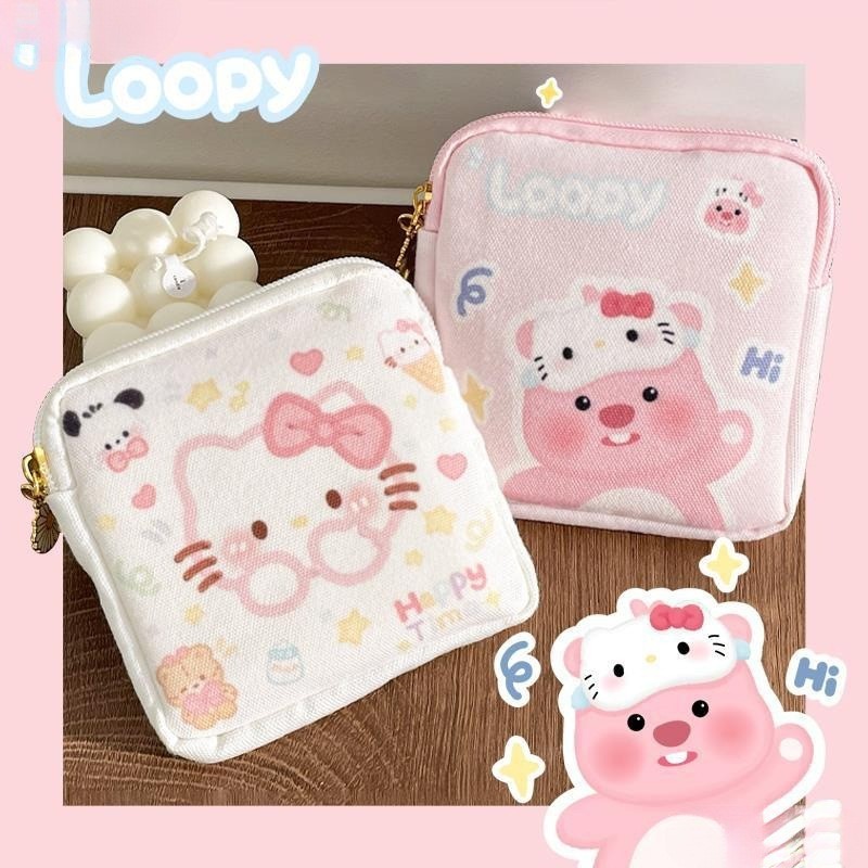 Sanrio Loopy Hello Kitty กระเป๋าผ้าอนามัยน่ารัก Girly Heart แบบพกพาความ ...