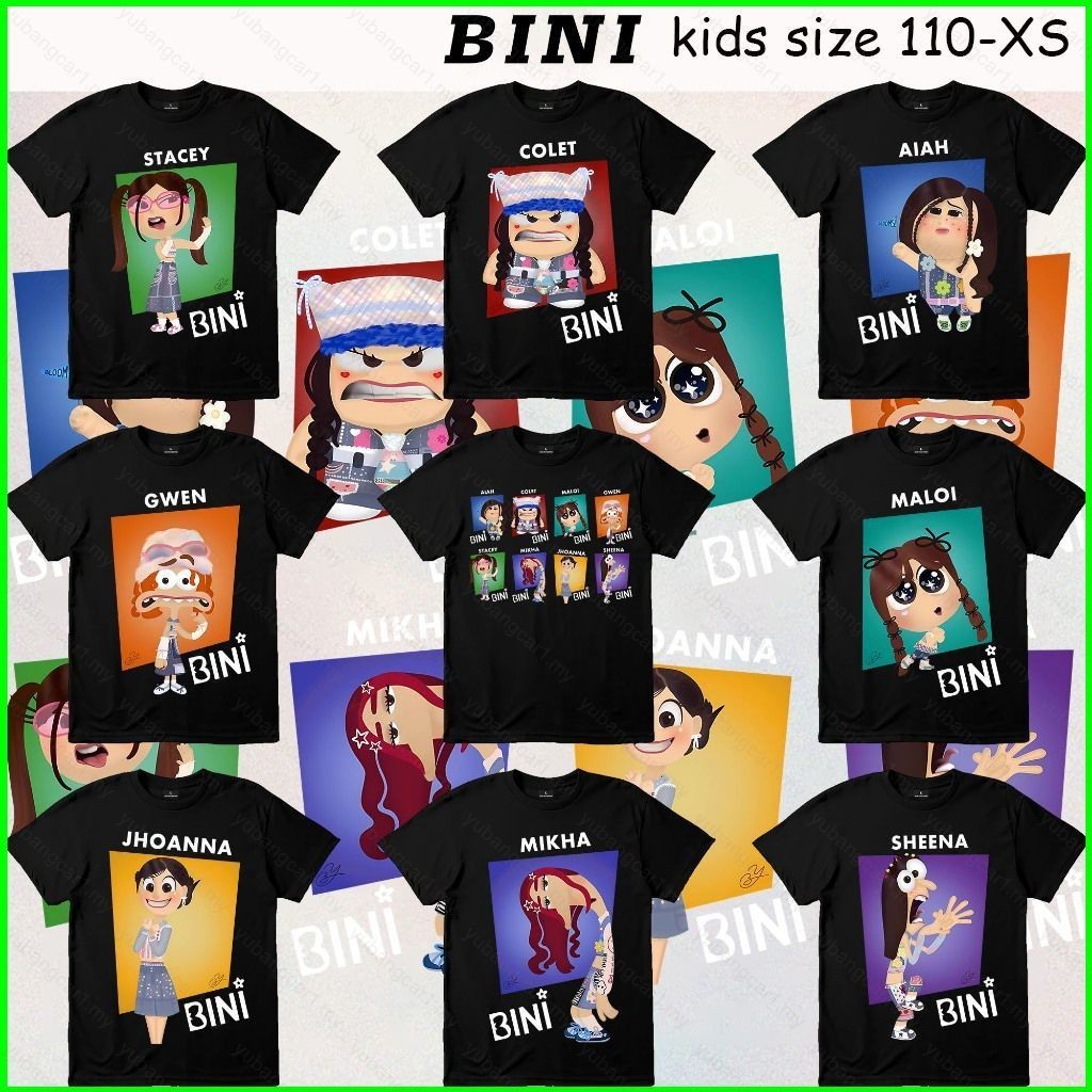 Yb Inside Out 2 BINI Aiah Colet Mamoi Gwen Stacey Mikha Jhoanna Sheena 3D ฤดูร้อนเสื้อยืดแขนสั้น ...