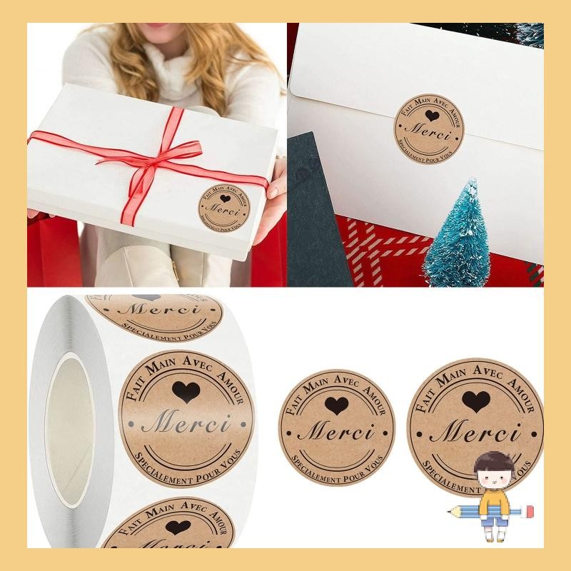 Stat 500 ชิ้นม้วนบรรจุภัณฑ์แท็กขอบคุณสติกเกอร์ปิดผนึกฉลากสําหรับตกแต่ง ...