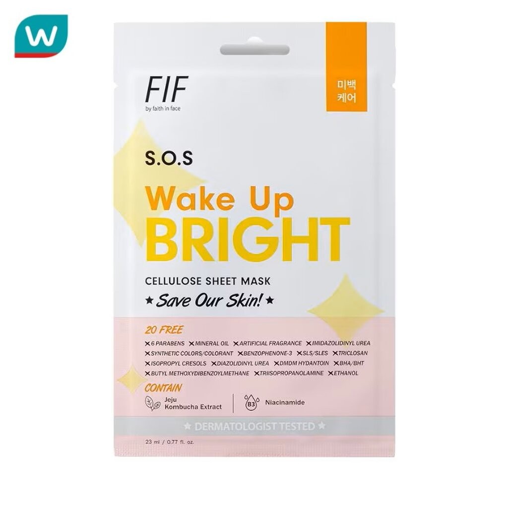 FIF เอฟไอเอฟ บาย เฟธ อิน เฟซ เอส.โอ.เอส เวค อัพ ไบรท์ เซลลูโลส ชีท มาสก ...