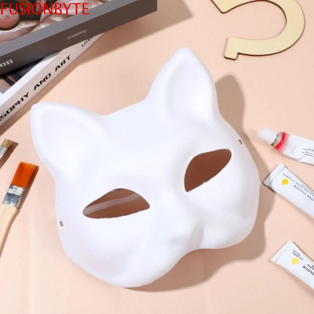 Fusionbyte หน้ากากวาดด้วยมือ DIY, หน้ากากสวมหน้ากากสร้างสรรค์ทาสี, งานฝีมือตลกสีขาว Handmade ...