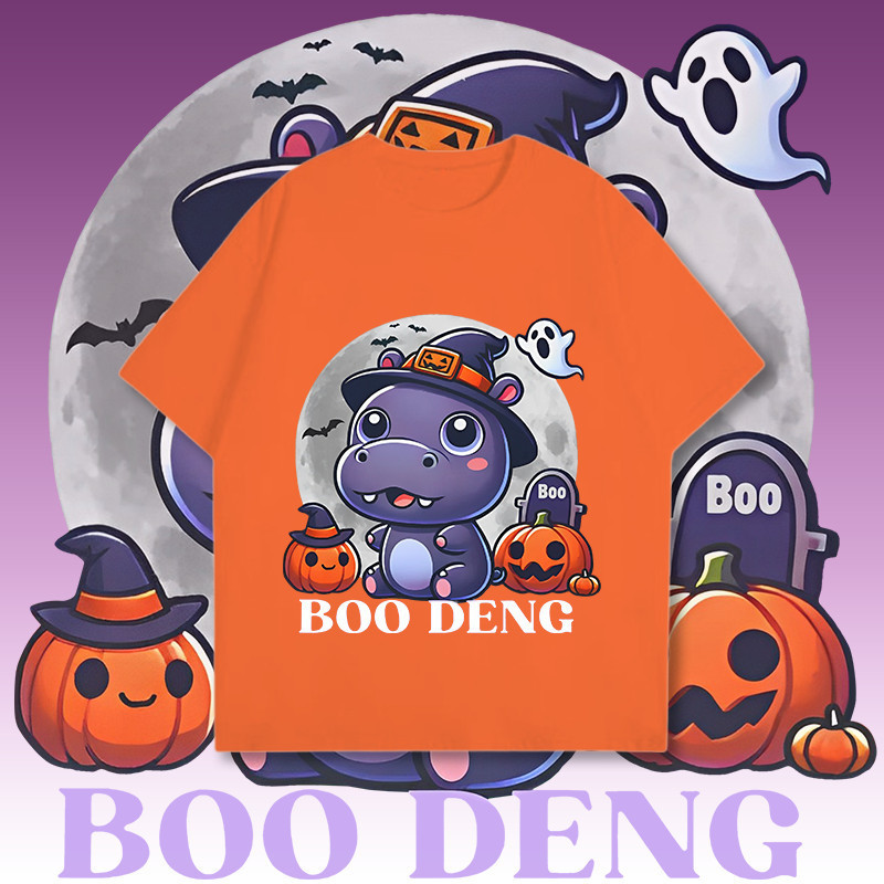 👻🎃 【เสื้อยืดใหม่】Moodeng hippo หมูเด้ง " × HALLOWEEN MOO-DENG เสื้อยืด ...
