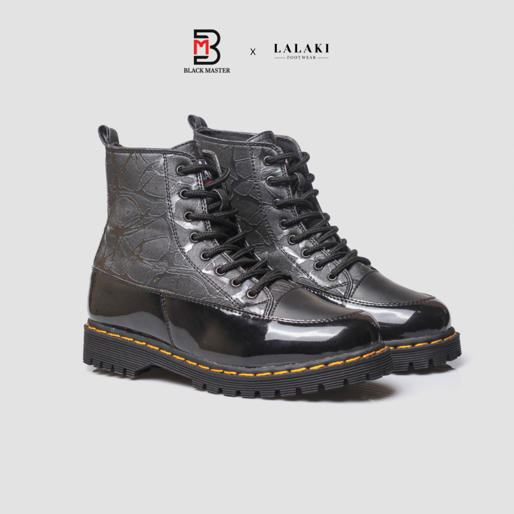 Black Master Mens Boots Black Smith High Boots Yellow Stitching Official Work Premium Synthetic ...