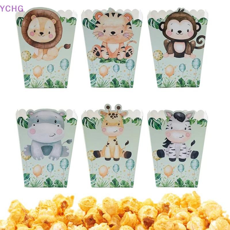 YCG 6 ชิ้น Jungle Themed Popcorn กล่องถ้วยป่าวันเกิดตกแต่งเด็กเด็ก ...
