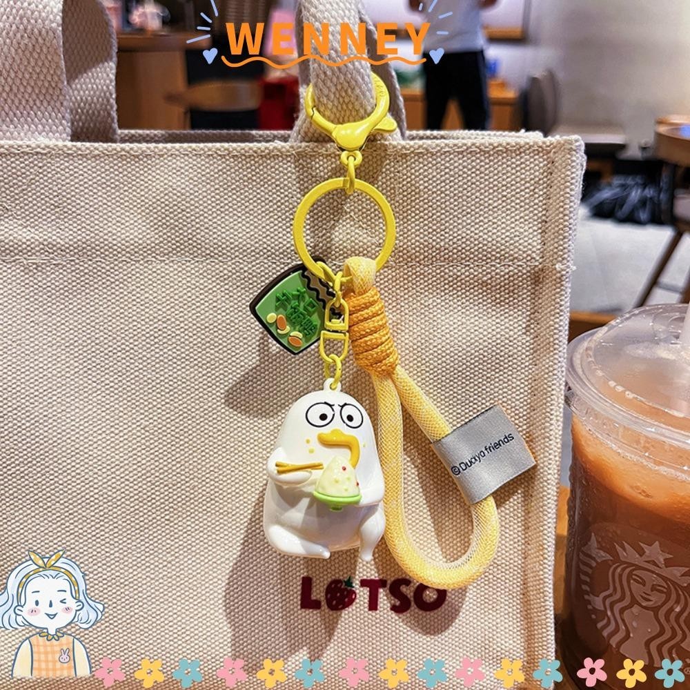 แหวนกุญแจเป็ด WENNY Xiao Liu, พวงกุญแจรถ PVC ทํางานพวงกุญแจเป็ด, จี้ ...