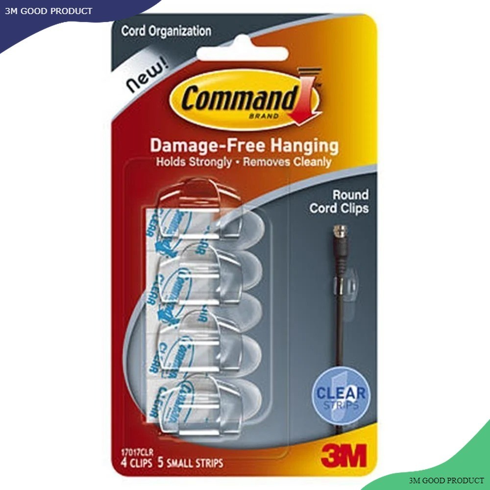 แผ่นเทปกาวคอมมานด์ 3M คลิปยึดสายไฟพร้อมเทป ติดผนัง ลอกออกได้ COMMAND ...