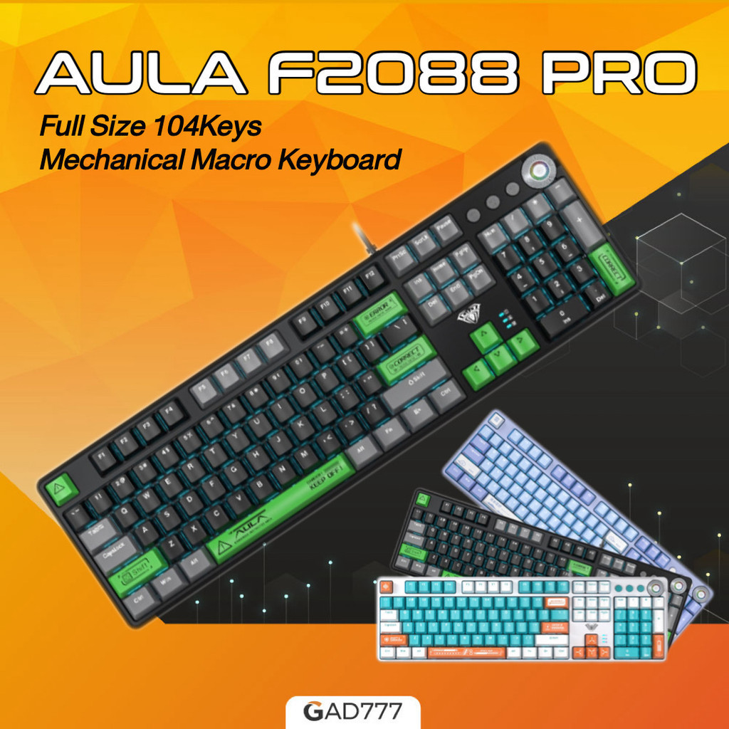 AULA F2088 Pro Mechanical Macro Keyboard Full Size 104Keys คีย์บอร์ดแมค ...