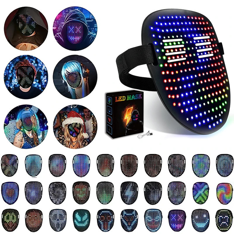 Led Luminous Mask RGB Full Color Face เปลี่ยนหน้ากากเรืองแสงฮาโลวีน ...