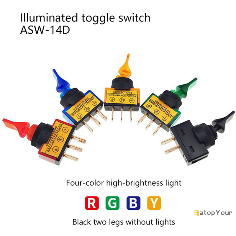 Eatopyour] 12V LED Toggle Switch 3-Pin 10A 3-Pin ASW-14D Short Handle ...