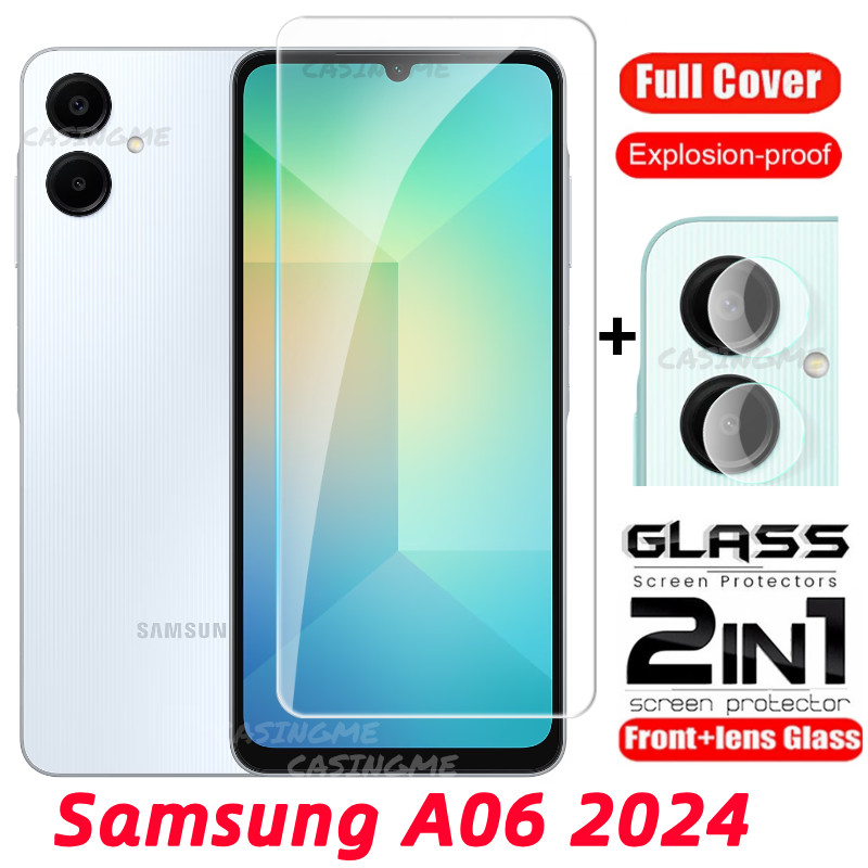 Samsung A06 2024 ฟิล์ม 2 in 1 ป้องกันหน้าจอกระจกนิรภัยสําหรับ Samsung Galaxy A06 A06s SamsungA06 ...
