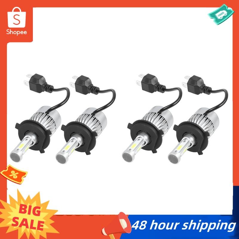 พร้อมสต็อก 2 คู่ S2 H4 72W 8000LM Led ไฟหน้ารถ Hi/Lo Beam หลอดไฟอัตโนมัติ 6000K สีขาว | Shopee ...