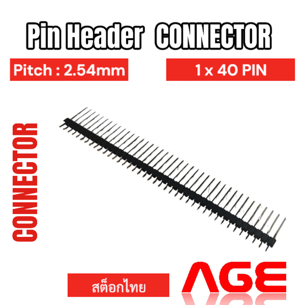 Pin Header Connector 40 Pins,Pitch 2.54mm Single Row,Gold Plated ...