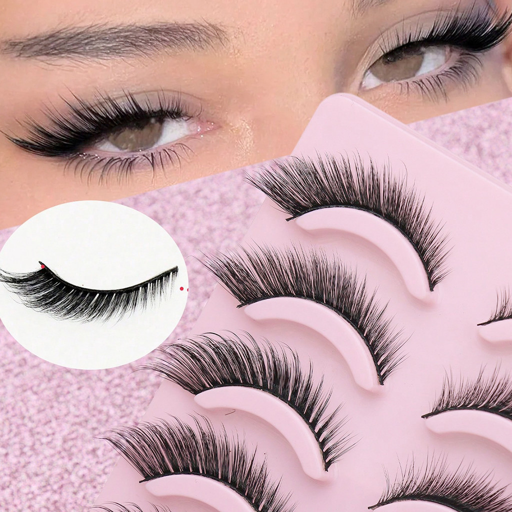 5 คู่ Cat Eye Lashes Faux Mink Eyelashes Winged End Eye Elongated ...