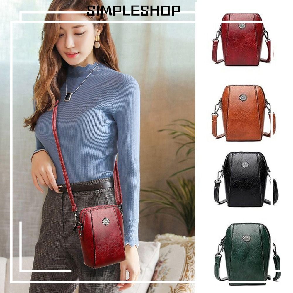 SIMPLESHOP กระเป๋าสะพายไหล่PU กันน้ำสำหรับโทรศัพท์แนวตั้ง แบบปรับได้ | Shopee Thailand