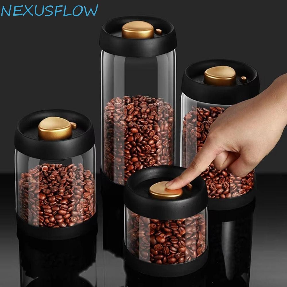 NEXUSFLOW โถเก็บอาหาร, ถังเมล็ดกาแฟแก้วกันความชื้น, โถชา คู่มือสูญญากาศปิดผนึกใสในครัวเรือน Air ...