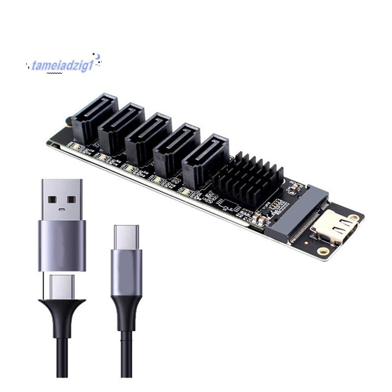 TYPE-C ถึง SATA3.0 5 พอร์ตอะแดปเตอร์แปลง 6Gbps USB10G JM575 + JMS580 ...