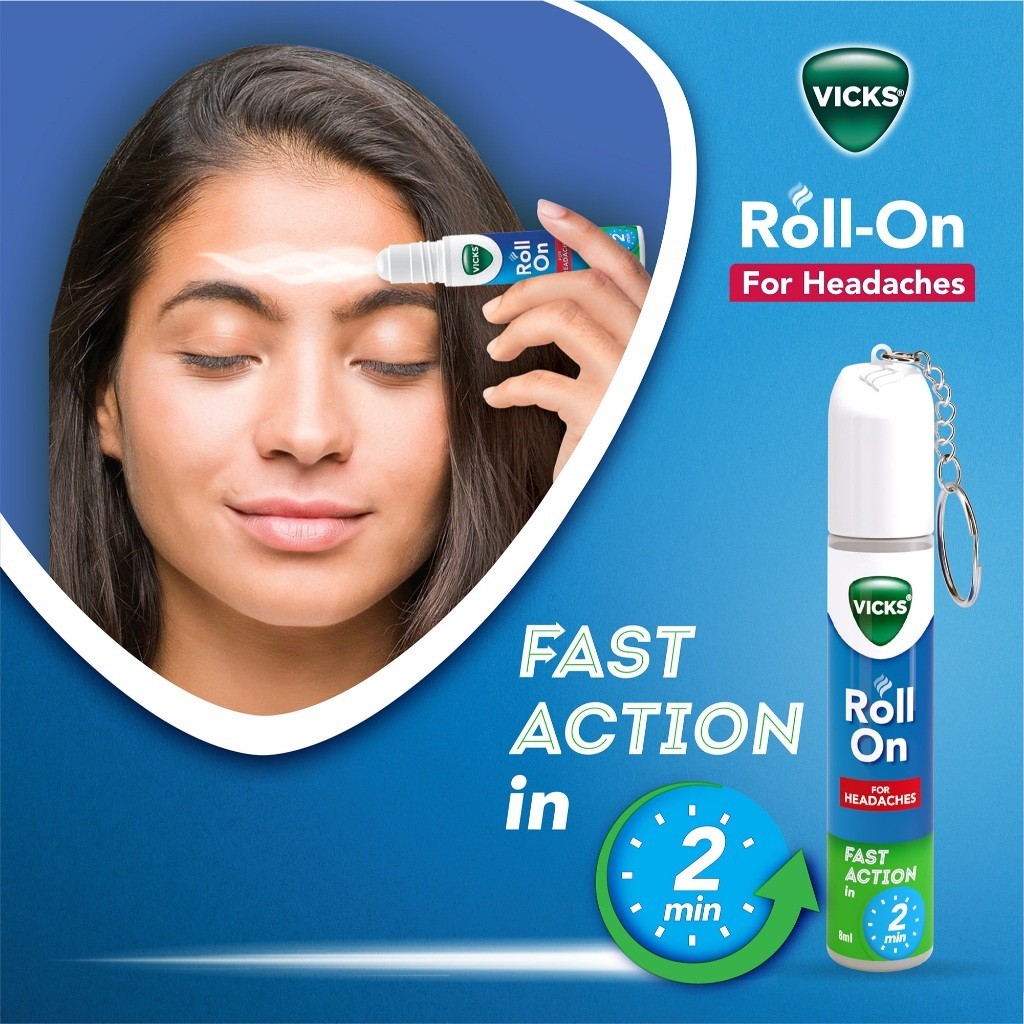 Vicks Roll-On โรลออน ลูกกลิ้ง ปวดไมเกรน ปวด หัว เวียนศรีษะ ของดีอินเดีย ...