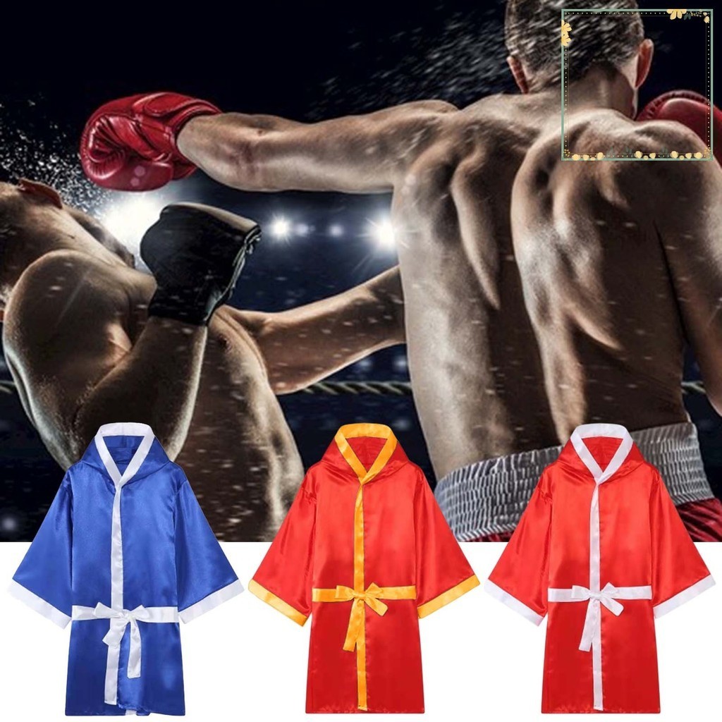 Ye-boxing Robe Silky สบายหลวม Fit แขนยาว Hooded Show ไนลอนมวยไทย Boxing ...