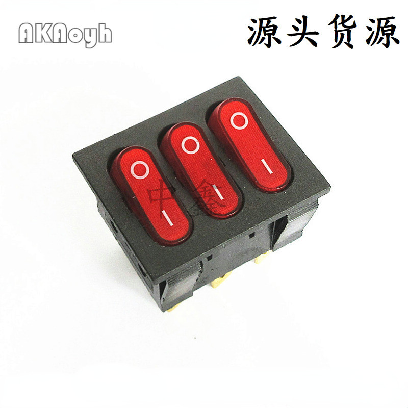 Triple 2-speed 9-pin สีแดงพร้อมไฟ 3-link Rocker Power Switch 3-in-1 ...