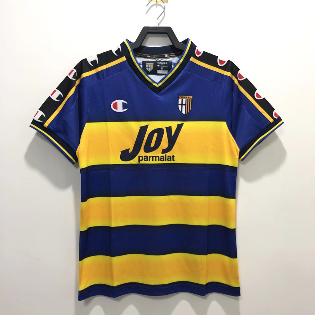2001-02 Parma home เสื้อยืดแขนสั้นกีฬาฟุตบอลย้อนยุค | Shopee Thailand