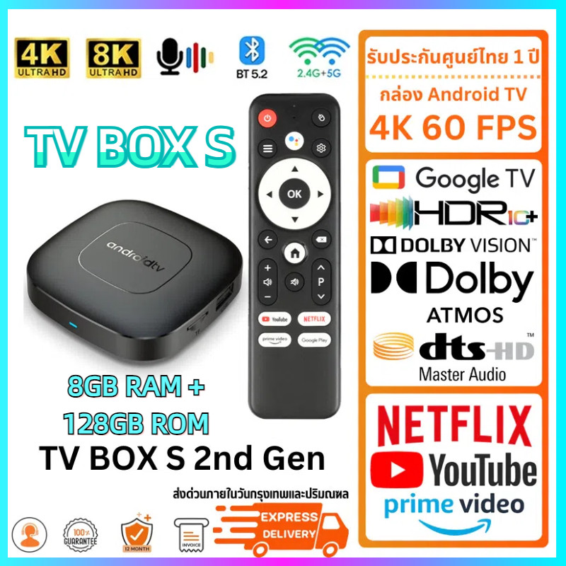 xioami Android TVกล่องTV98 PRO RAM8G + ROM128GB Wi-Fi 5G Android 14 8K/HD TV BoxรองรับWifiกล่อง ...