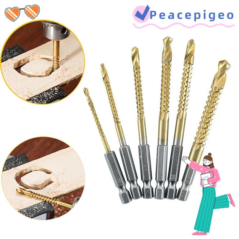 PEACEPIGEO สว่านบิด, ที่เปิดรู, ดอกสว่านหยักก้านหกเหลี่ยม, เครื่องมือสล็อตเหล็กความเร็วสูง ...